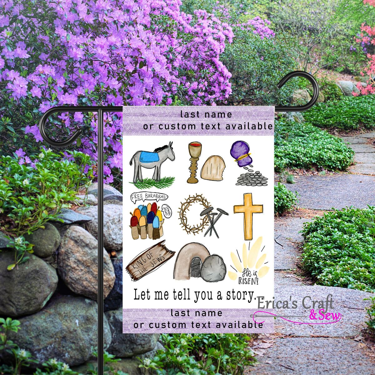 Lent Garden Flag / Let me tell you a story / Purple Lent Flag, House B ...
