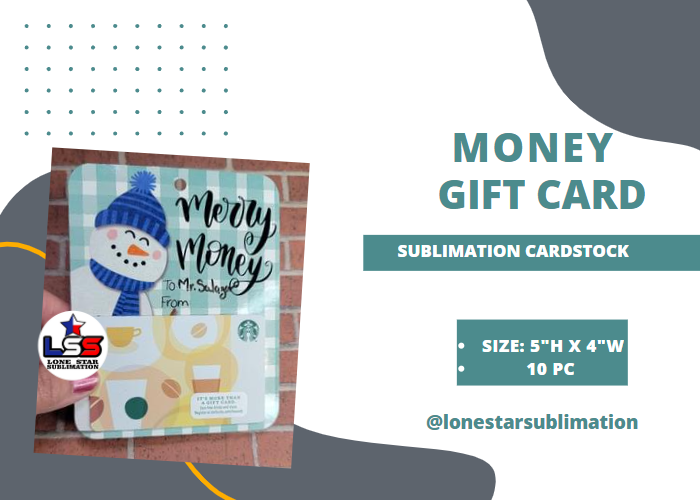 Money Gift Card- Sublimation cardstock- size 5'' in x 4'' in - 10 pc ...