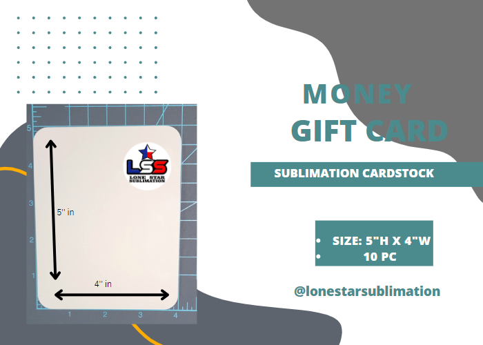 Money Gift Card- Sublimation cardstock- size 5'' in x 4'' in - 10 pc ...